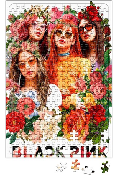 Baskı Dükkanı Çiçekler Arasında Blackpink Kpop Puzzle 240 Parça Yapboz