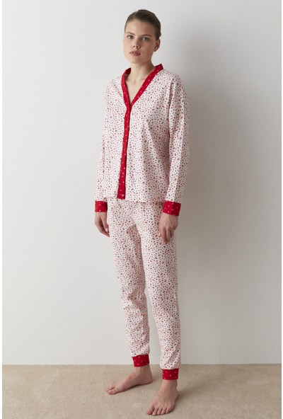 Penti Açık Pembe Floral Gömlek Pijama Takımı