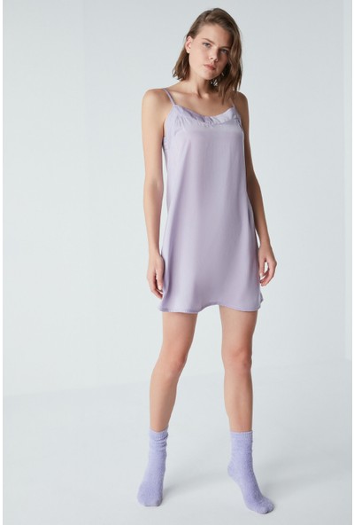 Penti Lila Minimal Lilac Satin Elbise