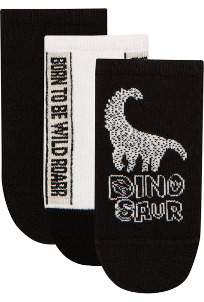 Penti Çok Renkli Black Dino 3lü Patik Çorap Penti Çok Renkli Black Dino 3lü Patik Çorap