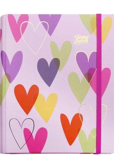 Victoria's Journals Heart Sprinkles Gizli Spiralli Çizgili Defter 17 x 24 cm