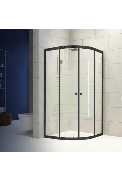 Durul Duşakabin 90 x 90 Oval Siyah Çizgili Cam Durul Duşakabin 90 x 90 Oval Siyah Çizgili Cam