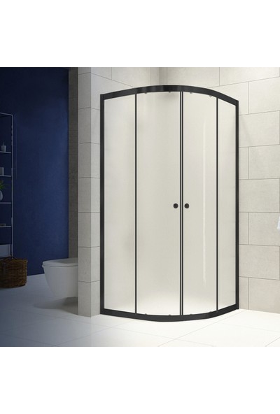 Durul Duşakabin 90 x 90 Oval Siyah Buzlu Cam Durul Duşakabin 90 x 90 Oval Siyah Buzlu Cam