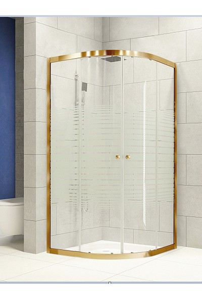 Durul Duşakabin 90 x 90 Oval Altın Çizgili Cam Durul Duşakabin 90 x 90 Oval Altın Çizgili Cam