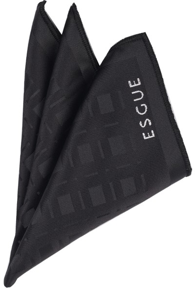 Esgue Desenli Siyah Yaka Mendili