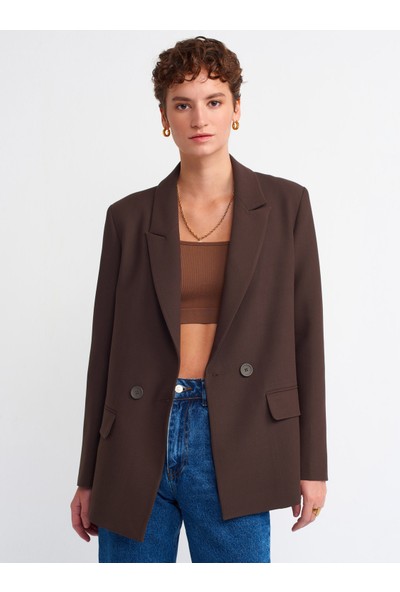 Dilvin 6940 Blazer Ceket-Kahve