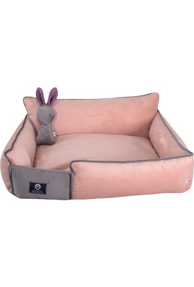 Nohov  Lux Seri İç Mekan Fermuarlı Yıkanabilir Kedi ve Köpek Yatağı Pudra S