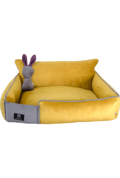 Nohov  Lux Seri İç Mekan Fermuarlı Yıkanabilir Kedi ve Köpek Yatağı Sarı M