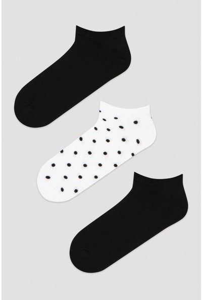Penti Siyah Beyaz Pretty Dot 3lü Patik Çorap