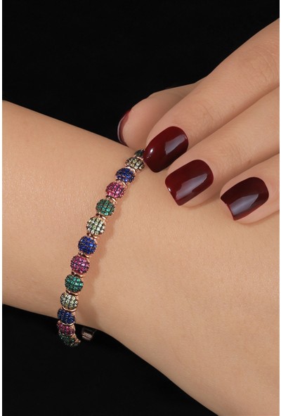 Asurlu 925 Ayar Rose Renkli Kadın Gümüş Bilezik