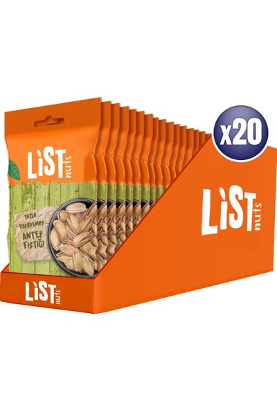 List Nuts Tuzlu Kavrulmuş Antep Fıstığı 20 x 40 G List Nuts Tuzlu Kavrulmuş Antep Fıstığı 20 x 40 G
