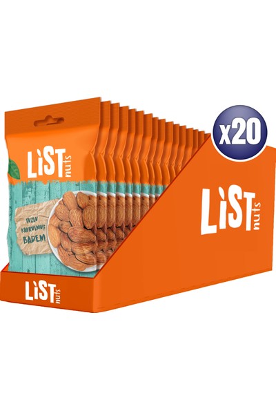 List Nuts Tuzlu Kavrulmuş Badem 20 x 40 G List Nuts Tuzlu Kavrulmuş Badem 20 x 40 G