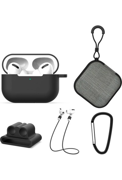 Ally 5 In 1 Airpods Pro Kulaklık Kılıfı ve Kulaklık Koruma Çantası Full Set AL-34530