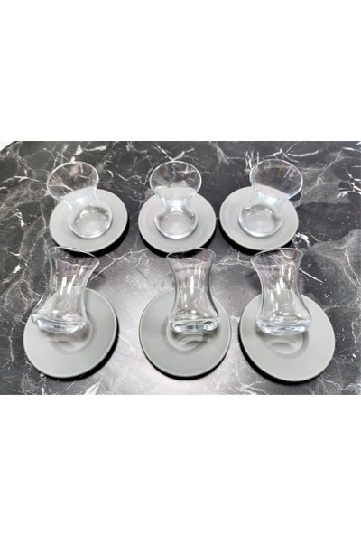 Göksan Mutfak Çay Bardak Seti Gri 12 Parça