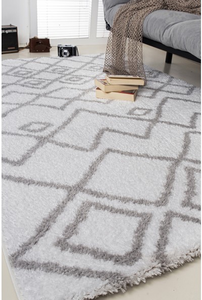 Konfor Halı Konfor Puffy Yumuşak Dokulu Shaggy Modern Çizgili Post Makine Halısı
