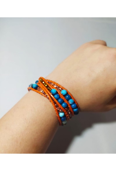 Ceren By El Emeği 3 Katlı Özel Deri Bileklik