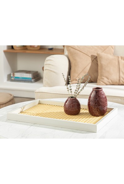 English Home Hazeran Dekoratif Tepsi 31X46 cm Krem