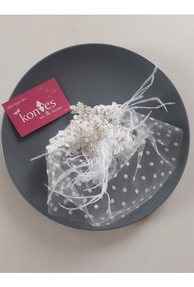 Kontes Gelin Vualet Nikah Şapkası Saç Aksesuarı
