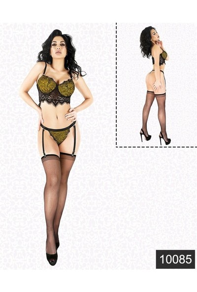 Elawin Aria's Closet Fantazi Sarı Lamine Dantel Jartiyer Büstiyer Takım Elawin Aria's Closet Fantazi Sarı Lamine Dantel Jartiyer Büstiyer Takım