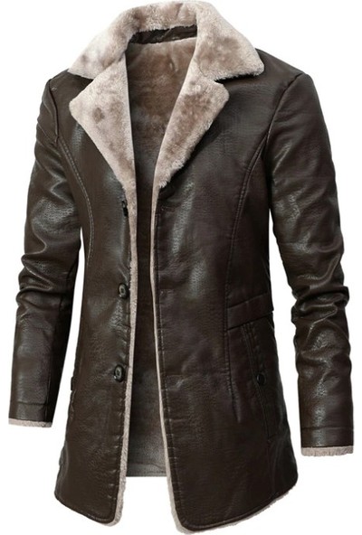 Mons Erkek Uzun Deri Ceket