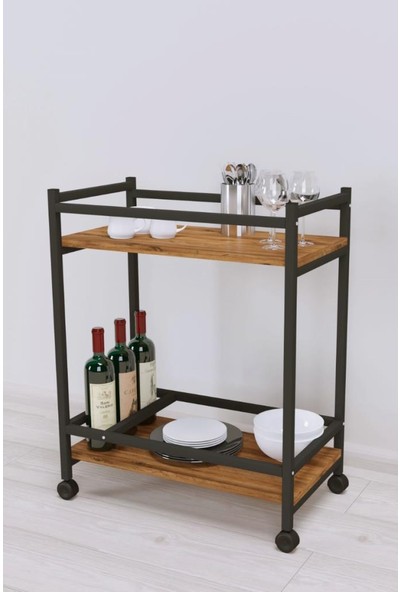 Ntnrcpro Servis Sunum Arabası Iki Katlı Şişe Bölmeli