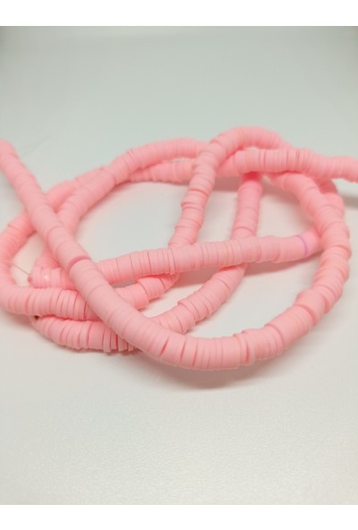 Mavi Çerçi 6 mm Tozpembe Fimo Boncuk Dizisi 40 cm Mavi Çerçi