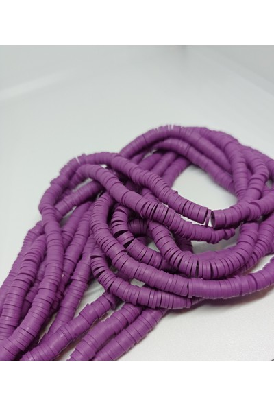 Mavi Çerçi 6 mm Mor Fimo Boncuk Dizisi 40 cm Mavi Çerçi