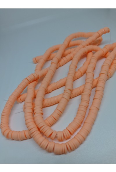 Mavi Çerçi 6 mm Somon Fimo Boncuk Dizisi 40 cm Mavi Çerçi