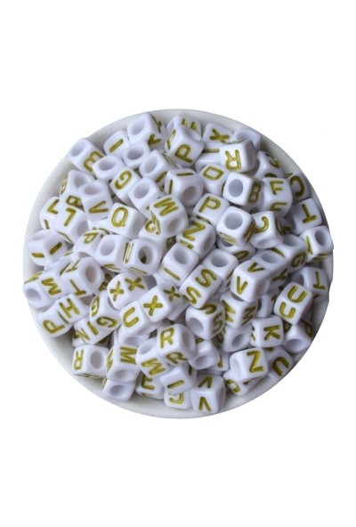 Mavi Çerçi 50GR Harf Boncuk,6mm Beyaz Zemin Üzeri Altınsarısı / Gold Yazılı Küp Harf Boncuk Mavi Çerçi Mavi Çerçi 50GR Harf Boncuk,6mm Beyaz Zemin Üzeri Altınsarısı / Gold Yazılı Küp Harf Boncuk Mavi Çerçi