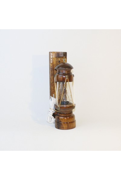 Sağlar El Sanatları Nostaljik Ahşap Abajur Gemici Feneri Eskitme