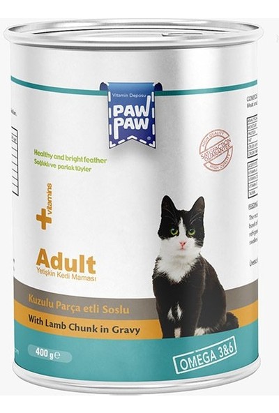 Paw Paw Pawpaw Kuzu Etli Soslu Yetişkin Kedi Konservesi 400 gr Paw Paw Pawpaw Kuzu Etli Soslu Yetişkin Kedi Konservesi 400 gr