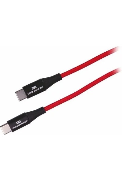 Swiss Charger SCC-10062 Type-C - Type-C Kablo 1mt Swiss Charger SCC-10062 Type-C - Type-C Kablo 1mt