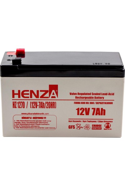 Henza HZ1270 12V 7.0AH Bakımsız Kuru Akü