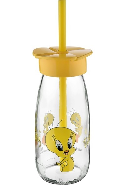 Apiko Shop Lisanslı Drink Cup,cam Şişe, Renkli Içecek Şişesi .pipetli Su Şişesi 250 cc
