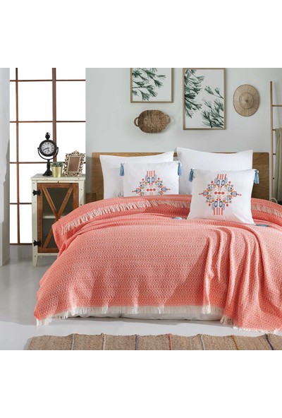 Elart Saçaklı Pamuk Pike Çift Kişilik Glory Turuncu (200X235CM) Elart Saçaklı Pamuk Pike Çift Kişilik Glory Turuncu (200X235CM)