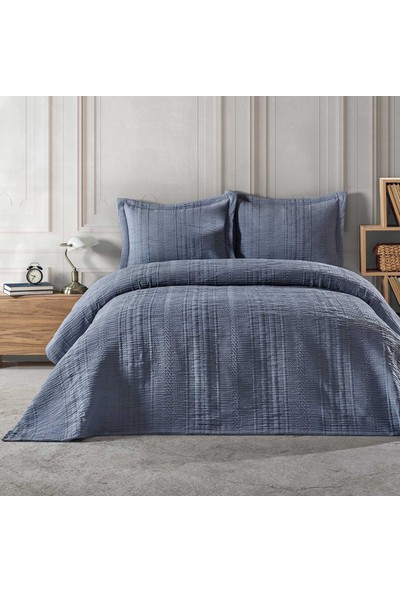 Elart Yatak Örtüsü Takımı Çift Kişilik Matilda Mavi (240X250CM)
