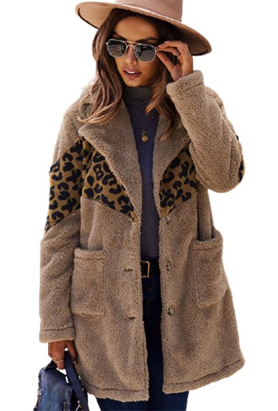 Maoli Fashion World Kadın Leopar Desenli Uzun Peluş Mont - Kahverengi (Yurt Dışından) Maoli Fashion World Kadın Leopar Desenli Uzun Peluş Mont - Kahverengi (Yurt Dışından)