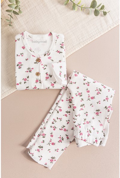 Babymod Çiçek Desenli Kız Çocuk Pijama Takımı Babymod Çiçek Desenli Kız Çocuk Pijama Takımı