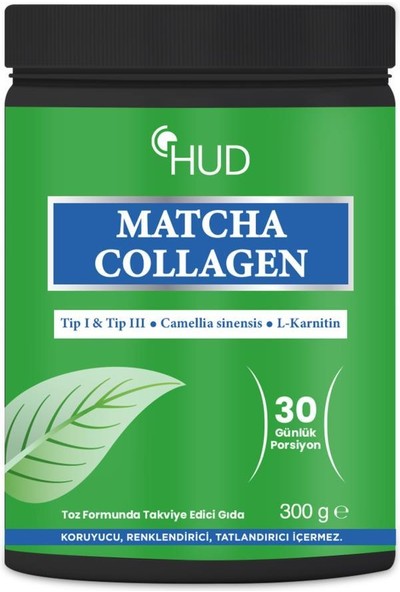 Hud Matcha Kolajen (Tip I ve Tip Iıı) ve Yeşil Çay Ekstresi 300 G (30 Günlük Porsiyon)