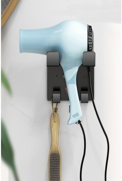 Thorqtech Saç Kurutma Makinesi Tutacağı, Siyah Fön Makinesi Banyo Rafı