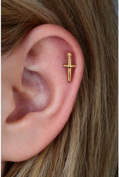 Vilma Aksesuar Çelik Gold Helix Piercing 8 mm Vilma Aksesuar Çelik Gold Helix Piercing 8 mm