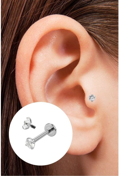 Vilma Aksesuar Tek Taş Çelik Tragus Piercing 8 mm Vilma Aksesuar Tek Taş Çelik Tragus Piercing 8 mm