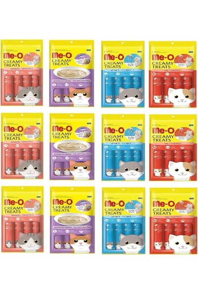 Me-O Creamy Treats 4 Çeşit Karma Kedi Sıvı Ödülü 12'li Me-O Creamy Treats 4 Çeşit Karma Kedi Sıvı Ödülü 12'li