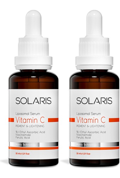 Solaris Leke Karşıtı C Vitamini Cilt Serumu 30 ml x 2 Adet (3% Ethyl Ascorbic Acid ve Niacinamide) Solaris Leke Karşıtı C Vitamini Cilt Serumu 30 ml x 2 Adet (3% Ethyl Ascorbic Acid ve Niacinamide)