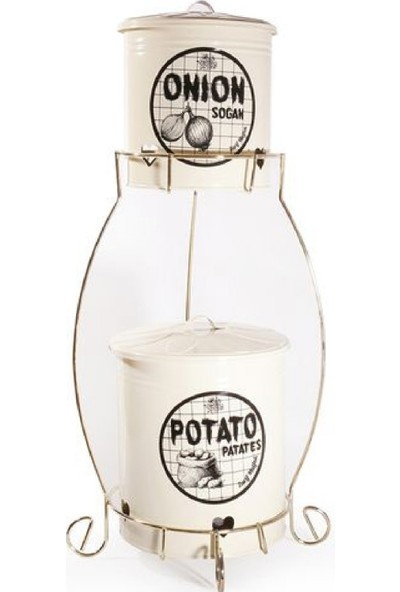 Ayla Stand Patates Soğanlık Sarımsak 2 Bölmeli Gold Beyaz