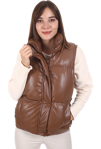 Brendon Kadın Suni Deri Şişme Yelek Taba/tobacco 21W53000003 Brendon Kadın Suni Deri Şişme Yelek Taba/tobacco 21W53000003