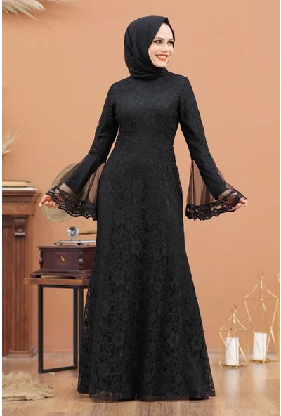Neva Style Tesettür Abiye Elbise - Dantelli Siyah Tesettür Abiye Elbise 2567S Neva Style Tesettür Abiye Elbise - Dantelli Siyah Tesettür Abiye Elbise 2567S