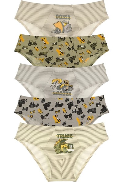 Donella 5'li Renkli Iş Makinası Baskılı Erkek Çocuk Külot - 761089DW