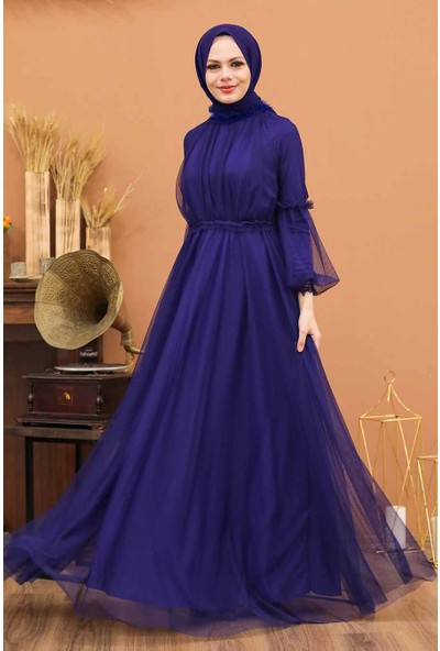 Neva Style Tesettürlü Abiye Elbise - Balon Kol Mor Tesettür Abiye Elbise 5474MOR Neva Style Tesettürlü Abiye Elbise - Balon Kol Mor Tesettür Abiye Elbise 5474MOR