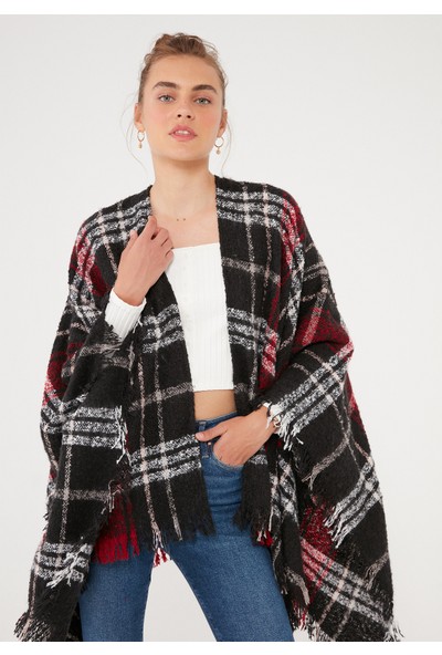 Mavi Kareli Siyah Panço